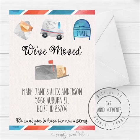 We Ve Moved Card With Mail Truck Change Of Address Moving Announcement
