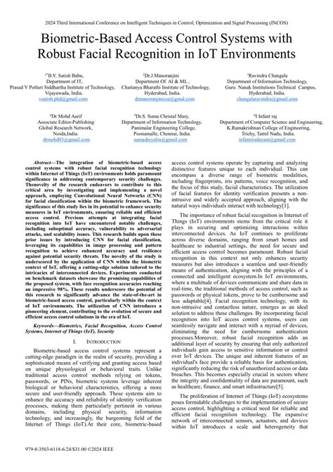Pdf Biometric Based Access Control Systems With Robust Facial Recognition In Iot Environments