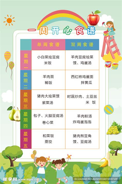 幼儿园食谱设计图海报设计广告设计设计图库昵图网