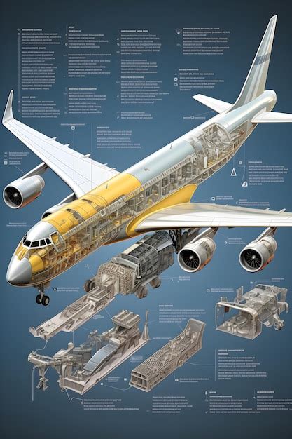 Detailed Schematic Diagram Of Aeroplane Structure And Its Internal Components Premium Ai