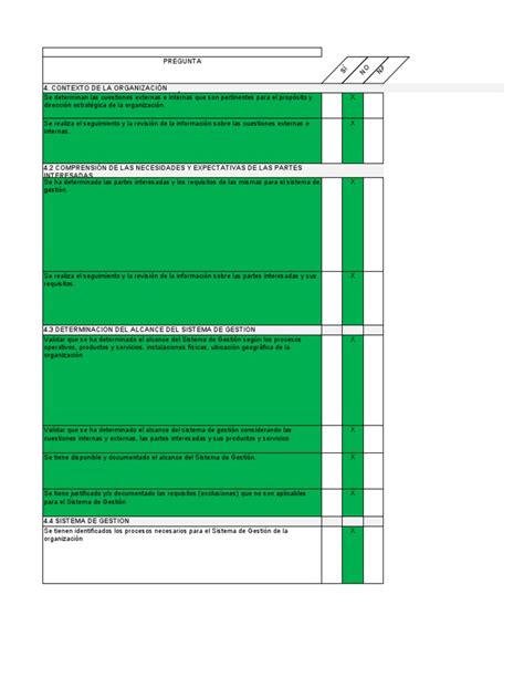 Lista De Chequeo Iso 9001 Vs 2015 05ene2022 Aaa Pdf Calidad