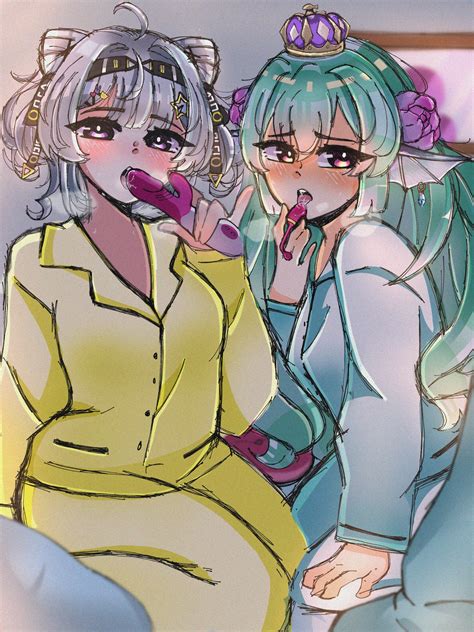 Rule 34 2girls Ahoge Blush Breath Cloud Cone Hair Bun Crown Duo Duo Female Duo Focus Earring