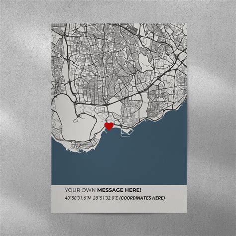 Custom Coordinate Map Personalized Map Custom Map Where We Met