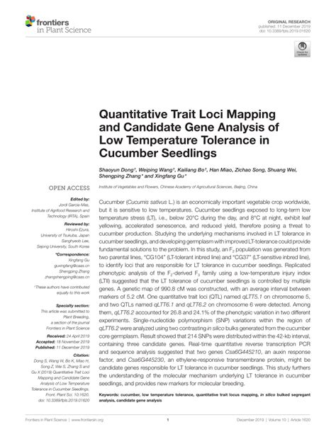 Pdf Quantitative Trait Loci Mapping And Candidate Gene Analysis Of