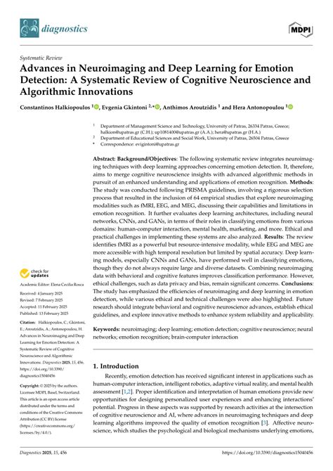 Pdf Advances In Neuroimaging And Deep Learning For Emotion Detection A Systematic Review Of