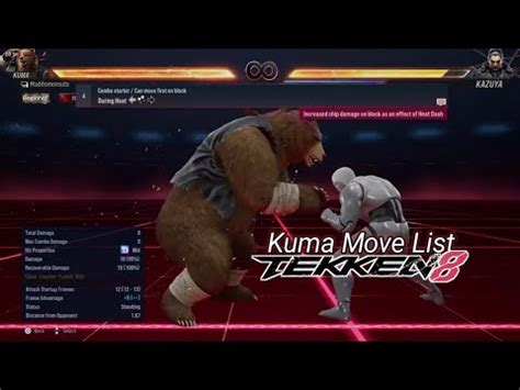 Kuma Move List Tekken 8 Youtube