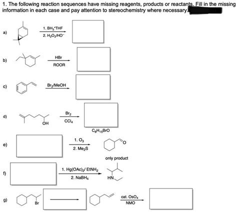 SOLVED The Following Reaction Sequences Have Missing Reagents Products