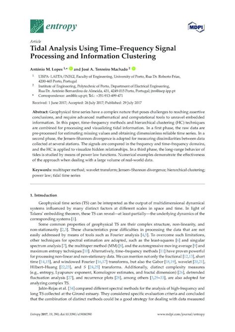 Pdf Tidal Analysis Using Timefrequency Signal Processing And