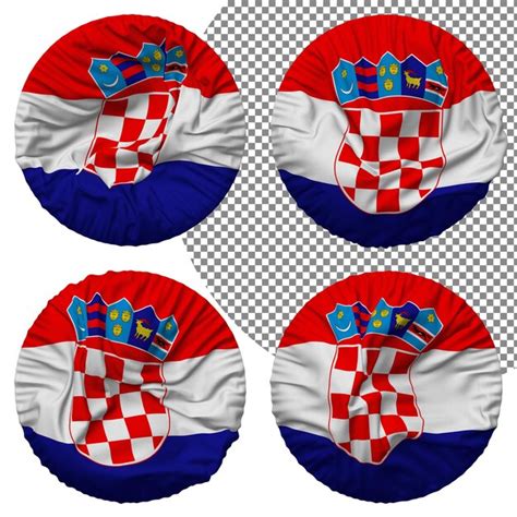 Premium Psd Croatia Flag Round Shape Isolated Different Waving Style Bump Texture 3d Rendering