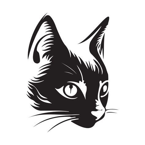 Cat Face Silhouettes Cat Face Svg Black And White Cat Vector 22690555