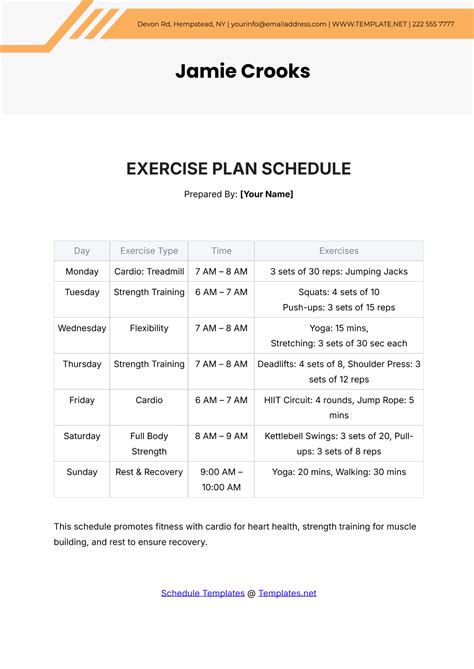 Training Plan Template Exercise Plan Template