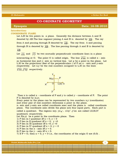 Xi Maths Chapter 10 The Straight Lines I Download Free Pdf Cartesian Coordinate System