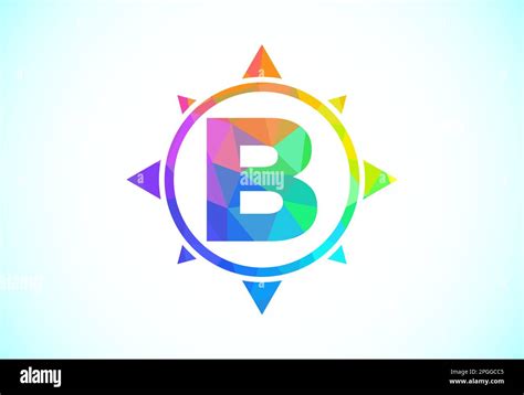 Polygonal Alphabet In A Compass Low Poly Style Compass Logo Sign