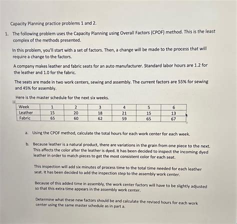 Solved Capacity Planning Practice Problems 1 And 2 The