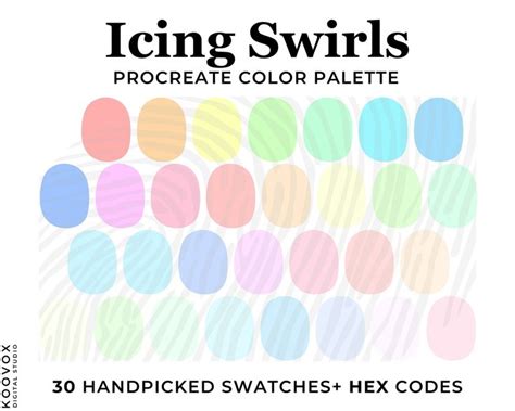Pastel Color Palette For Procreate Color Swatches Hex Codes Pastel Rainbow Procreate Palette