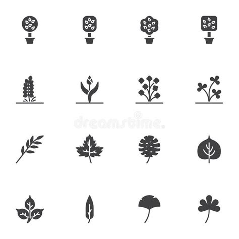 植物和树矢量图图标集 向量例证 插画 包括有 结构树 图象 设置 图表 槭树 固定 生态 198351210
