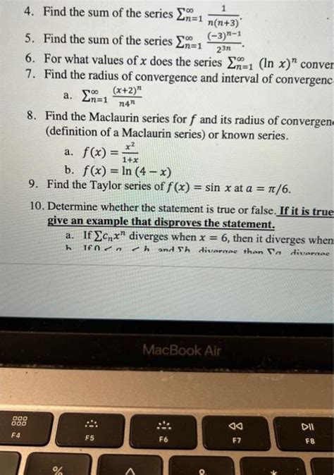 Solved 4 Find The Sum Of The Series ∑n1∞nn31 5 Find