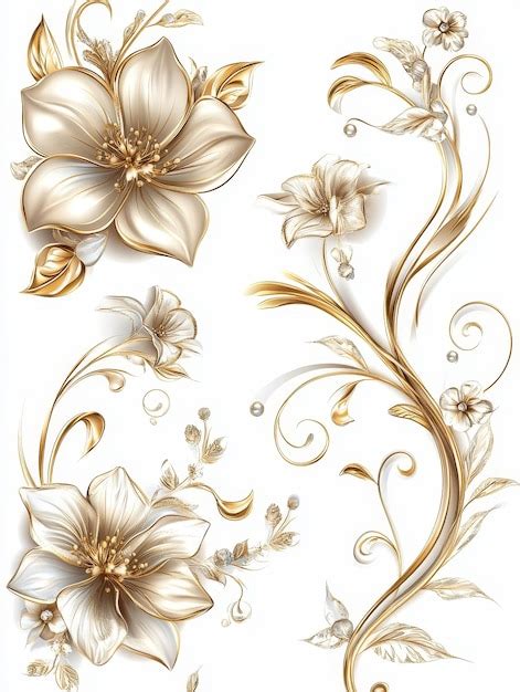 Gold And White Floral Design Premium Ai Generated Image