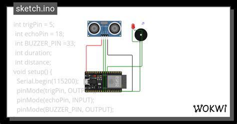 Ultrasonic Sensor With Buzzer And Led Wokwi Esp32 Stm32 Arduino Simulator