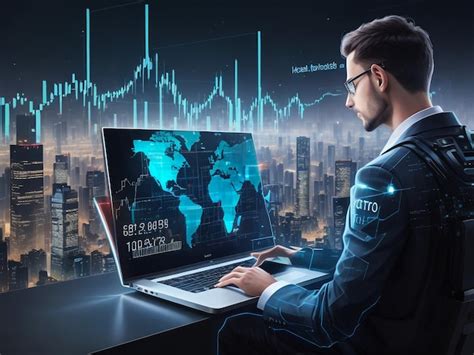 Premium Photo Hacker Using Computer With Stock Charts And Business