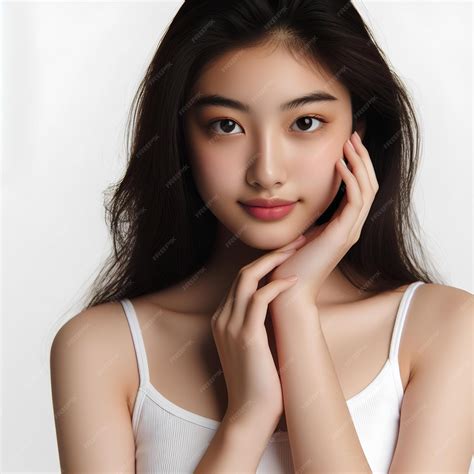 Premium Photo Portrait Of An Asian Girl On A White Background