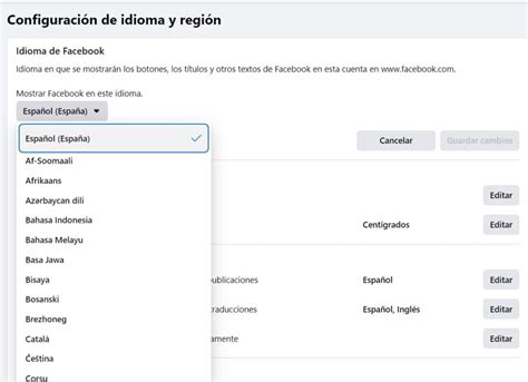 Cómo poner Facebook en español Dobuss