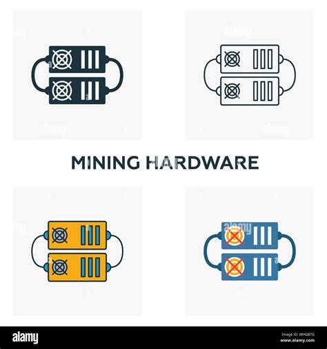 Mining Hardware Icon Set Four Elements In Diferent Styles From Crypto Currency Icons Collection