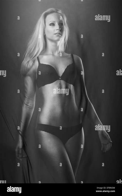 Woman In Lingerie Behind A Transparent Cloth Stock Photo Alamy