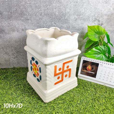 Traditional Khurja Ceramic Indoor Tulsi Pots Wholesale