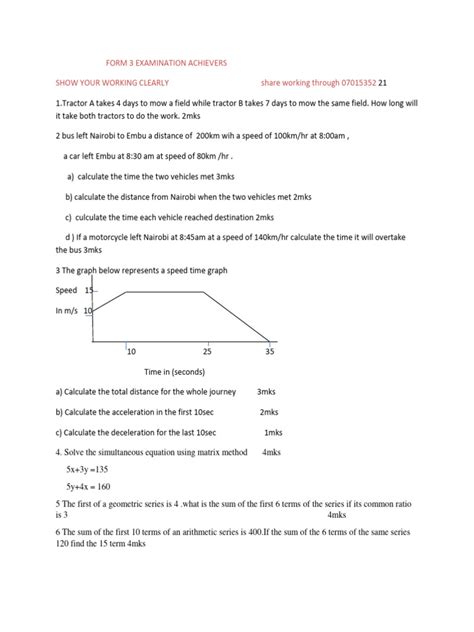 form 3 mathematics achievers pdf