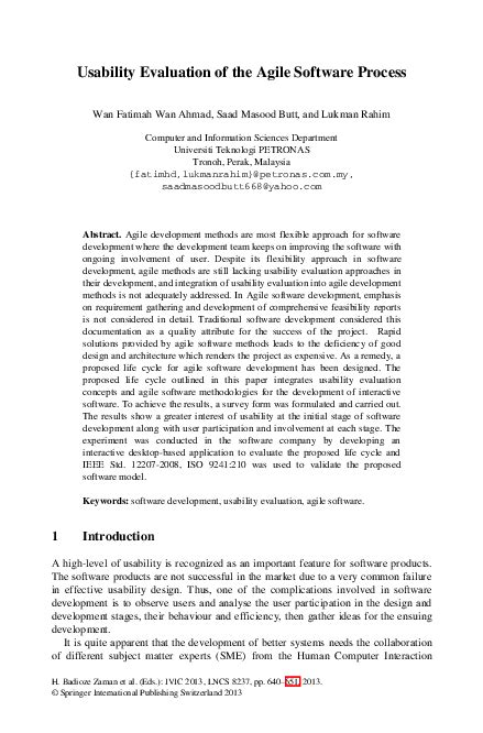 pdf usability evaluation of the agile software process