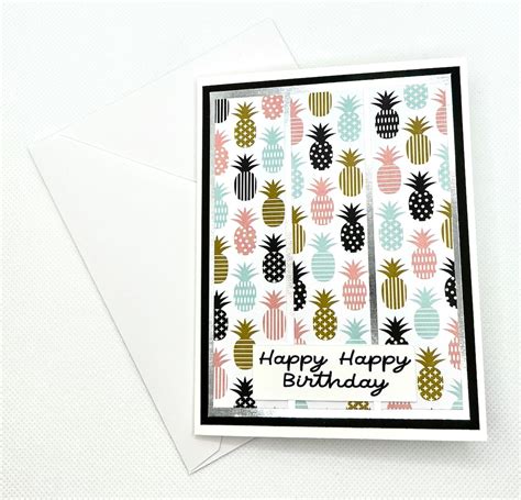 Colourful Pineapple Birthday Card Cute Handmade Blank A2 Greeting Card