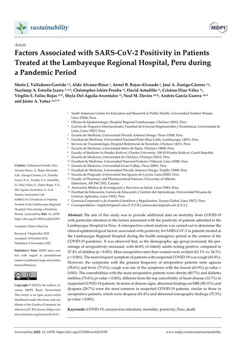 Pdf Factors Associated With Sars Cov 2 Positivity In Patients Treated At The Lambayeque