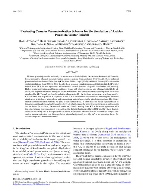 Pdf Evaluating Cumulus Parameterization Schemes For The Simulation Of