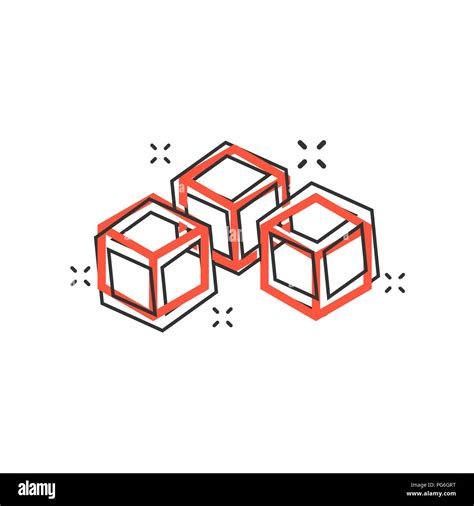 vector cartoon blockchain technology icon in comic style cryptography