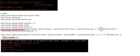 Using DueFlashStorage And Flash Page Is Locked How To Change Bossac