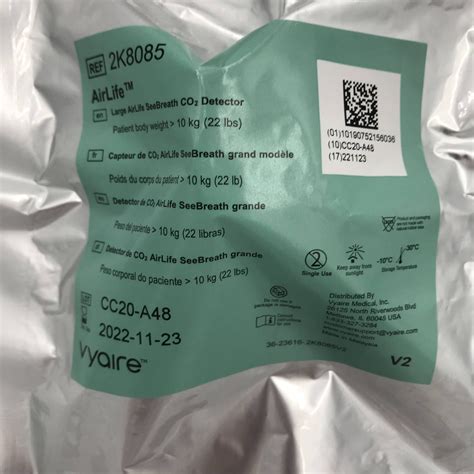 Vyaire 2k8085 Airlife Seebreath C02 Detector Large Gb Tech Usa