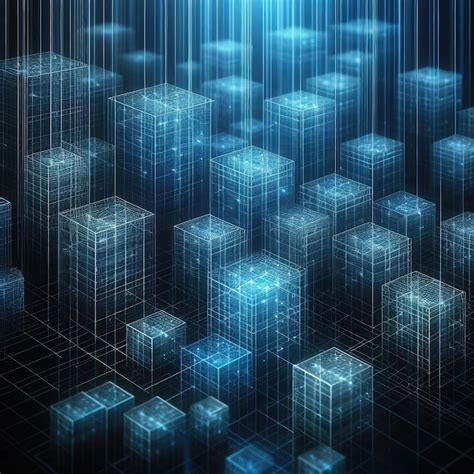 Premium Photo Display Of A Digital Data Grid In Blue Tones