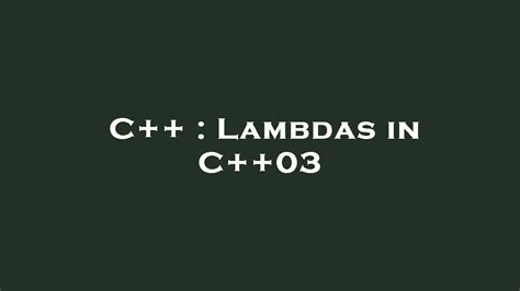 C Lambdas In C YouTube