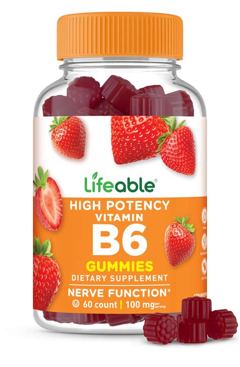 Lifeable Vitamin B6 Gummies 100mg Great Tasting Vit B6 Supplement