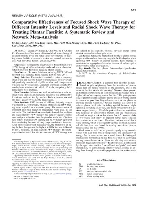 Pdf Comparative Effectiveness Of Focused Shock Wave Therapy Of