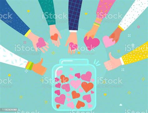 자선 및 기부금의 개념 주고 사람들에 게 당신의 사랑을 공유 할 수 있습니다 주기에 대한 스톡 벡터 아트 및 기타 이미지