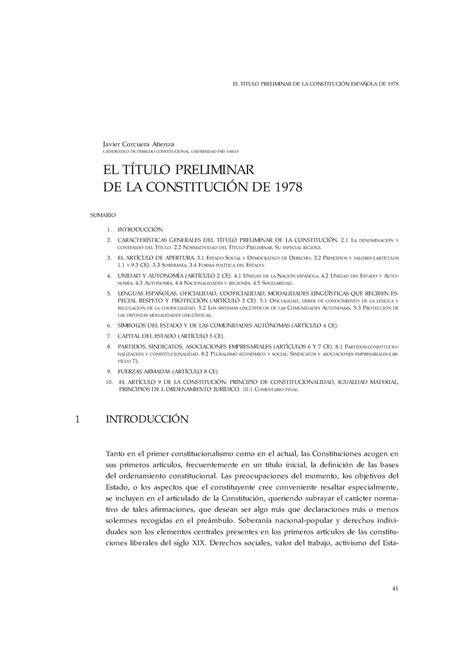 Dialnet El Titulo Preliminar De La Constitucion De 1978 1064898 EL
