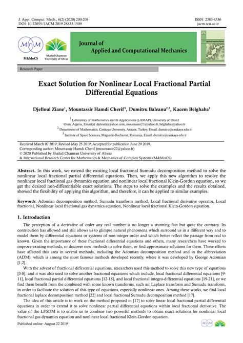 Pdf Exact Solution For Nonlinear Local Fractional Partial