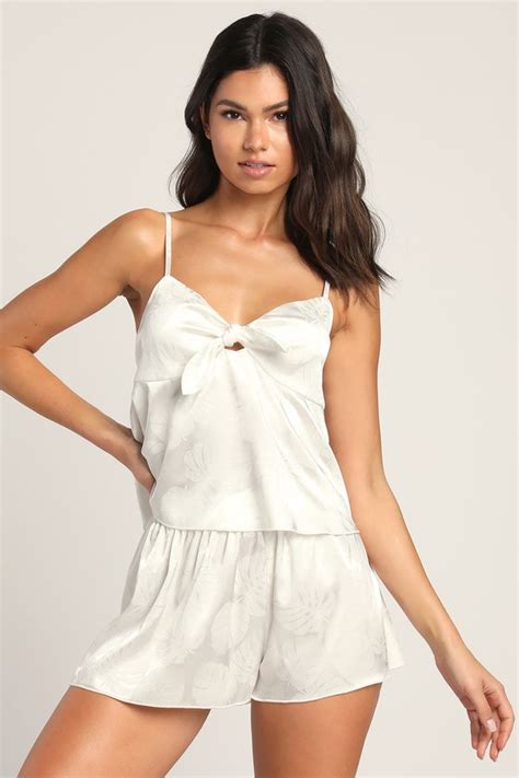Ivory Sleep Set Satin Sleepwear Set White Pajama Set Lulus