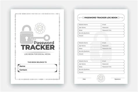 Password Tracker Log Book Design Template Personal And Website Data Format Notebook Reminder