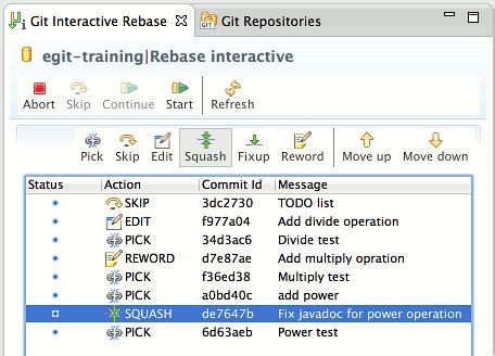 How to git merge squash in Eclipse - Stack Overflow