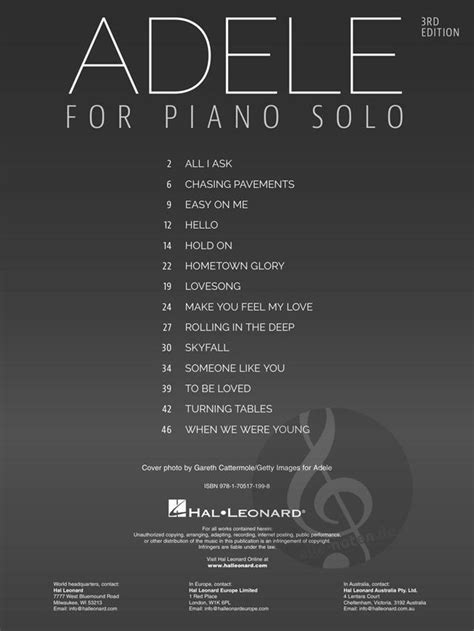Adele For Piano Solo Rd Edition Klaviernoten