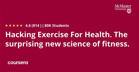 Hacking Exercise For Health The Surprising New Science Of Fitness Coursera
