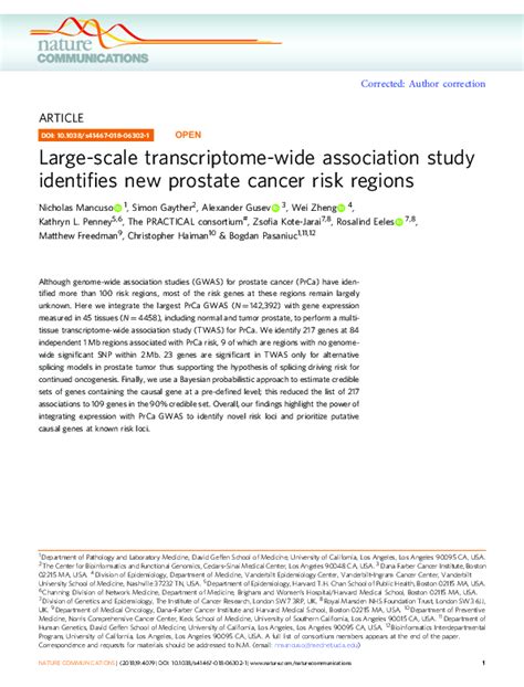Pdf Large Scale Transcriptome Wide Association Study Identifies New
